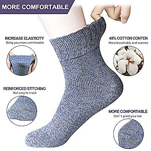 besky 5 Pairs Winter Wool Socks Women, Knit Thick Wool Soft Warm and Breathable Cozy Socks for Womens