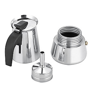 LIZEALUCKY Stainless Steel Stovetop Moka Pot Espresso Maker Percolator Portable Italian Cuban Coffee Maker for Big Family Home Office Camping, Work with Gas Electric Ceramic Stovetop(100ml)