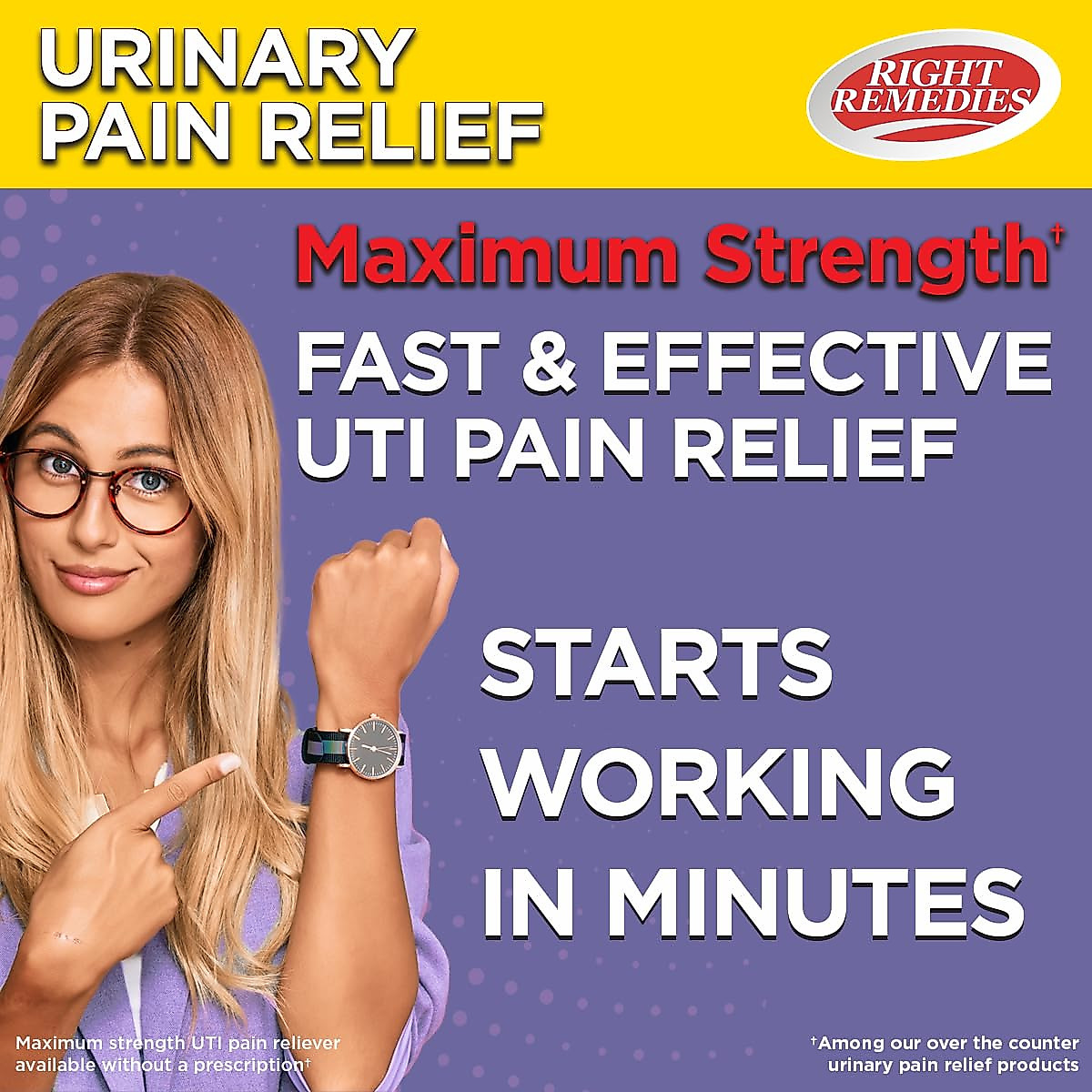 RIGHT REMEDIES Urinary Pain Relief Phenazopyridine HCl 99.5mg Tablets | Maximum Strength OTC for Fast Relief of UTI Pain, Burning and Bladder discomfort | Generic AZO Maximum Strength (72 Count)