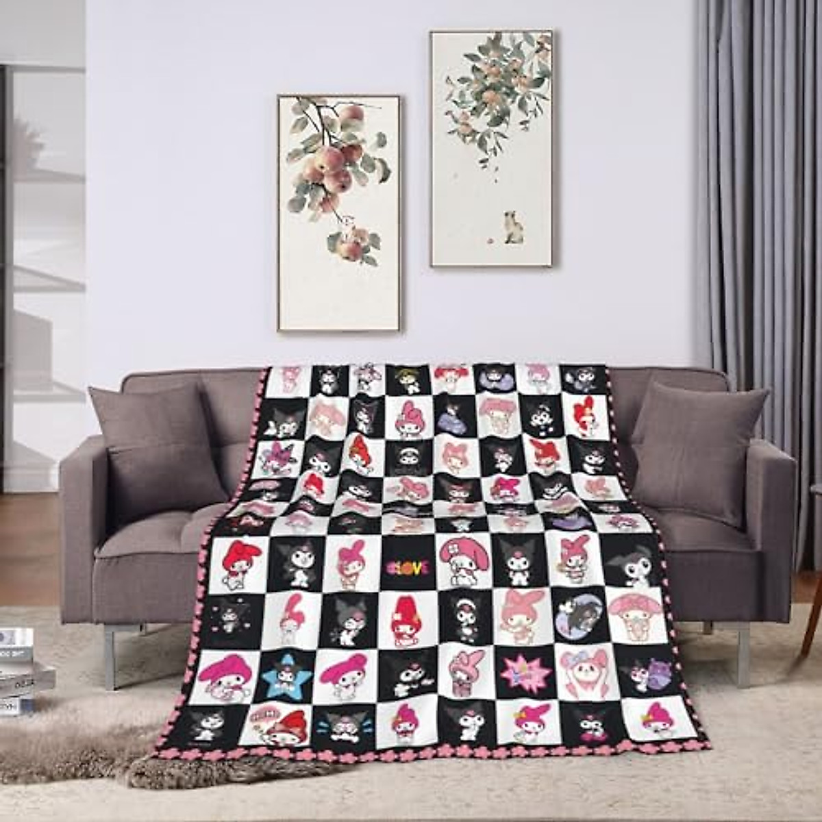 Kawaii Super Soft Blanket Cute Cartoon Blanket Plush Blanket All Season Flannel Fleece Blanket for Kids Adult Style 1-50“*40”