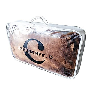 Chesserfeld Faux Cowhide Rug 5'x5' with Matching Faux Cowhide Pillow for Any Room, Genuine Look & Feel, Washable, No Odor, Cruelty-Free with Nonskid Backing, Boho, Farmhouse, & Country Décor