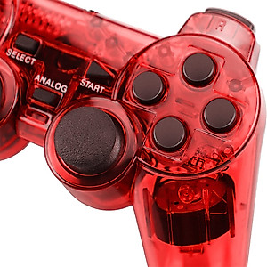 Funcilit Roll over image to zoom in Wired Controller for PS2, Double Shock Vibration Twin Shock Wired Gamepad for Sony Playstation 2,Red,2025