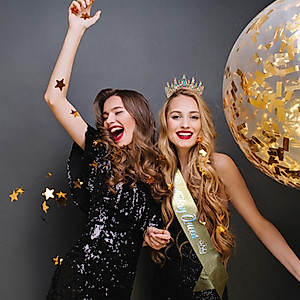 Chanaco Birthday Tiara Birthday Sash for Women Birthday Queen Sash Birthday Crowns for Women Gold Tiaras Happy Birthday Decorations Princess Rhinestone Headband Birthday Party Suppliers Gifts