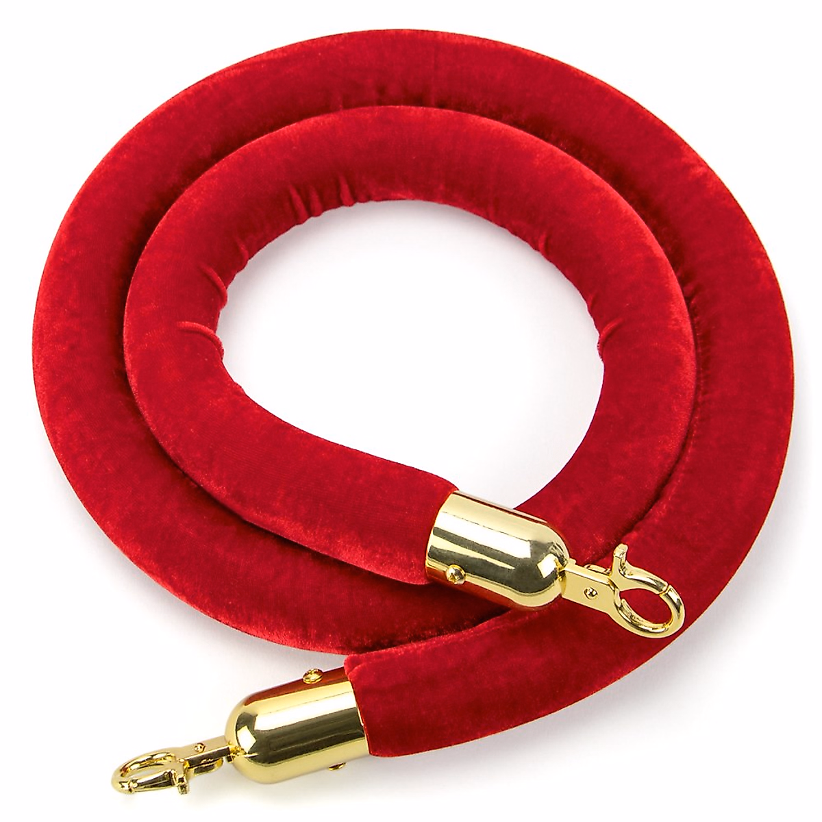 4.5 Foot Red Velvet Rope - 1.5" Rope Barrier with Metal Clips for Ball Top Stanchions by Pudgy Pedro's Party Supplies (Gold)