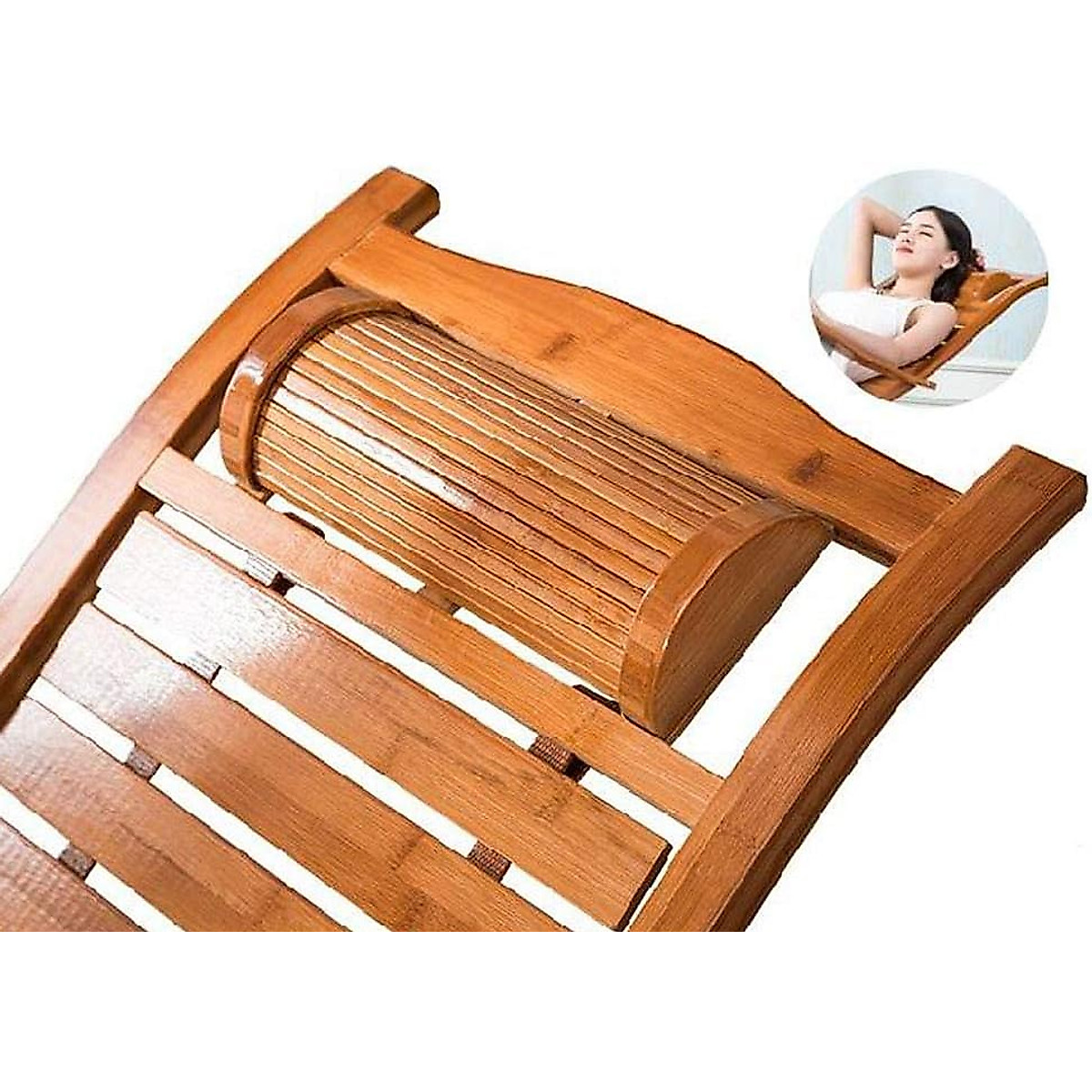 RUVOO Zero Gravity Chair Lounge Chair Bamboo Lounge Chair Recliner Rocking Chair Folding Reclining Sunloungers Adjustable Gear for Garden Patio Leisure Folding Recliner Chair Patio Lounge Chair