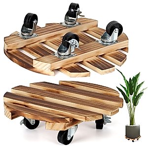 CuffUp 2 Pack Plant Stand with Wheels, Plant Caddy 220 LB Heavy Duty Rolling Plant Stand, Plant Caddies with Wheels Durable Sturdy, Plant Caddy with Smooth Sliding Wheels (11" Black)