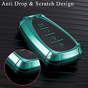 SANRILY 4-Button Smart Key Cover for Chevrolet Equinox Malibu XL Trailblazer Tracker New Cruze Keyless Remote Key Case Soft TPU Key Fob Protector with Keychain Green