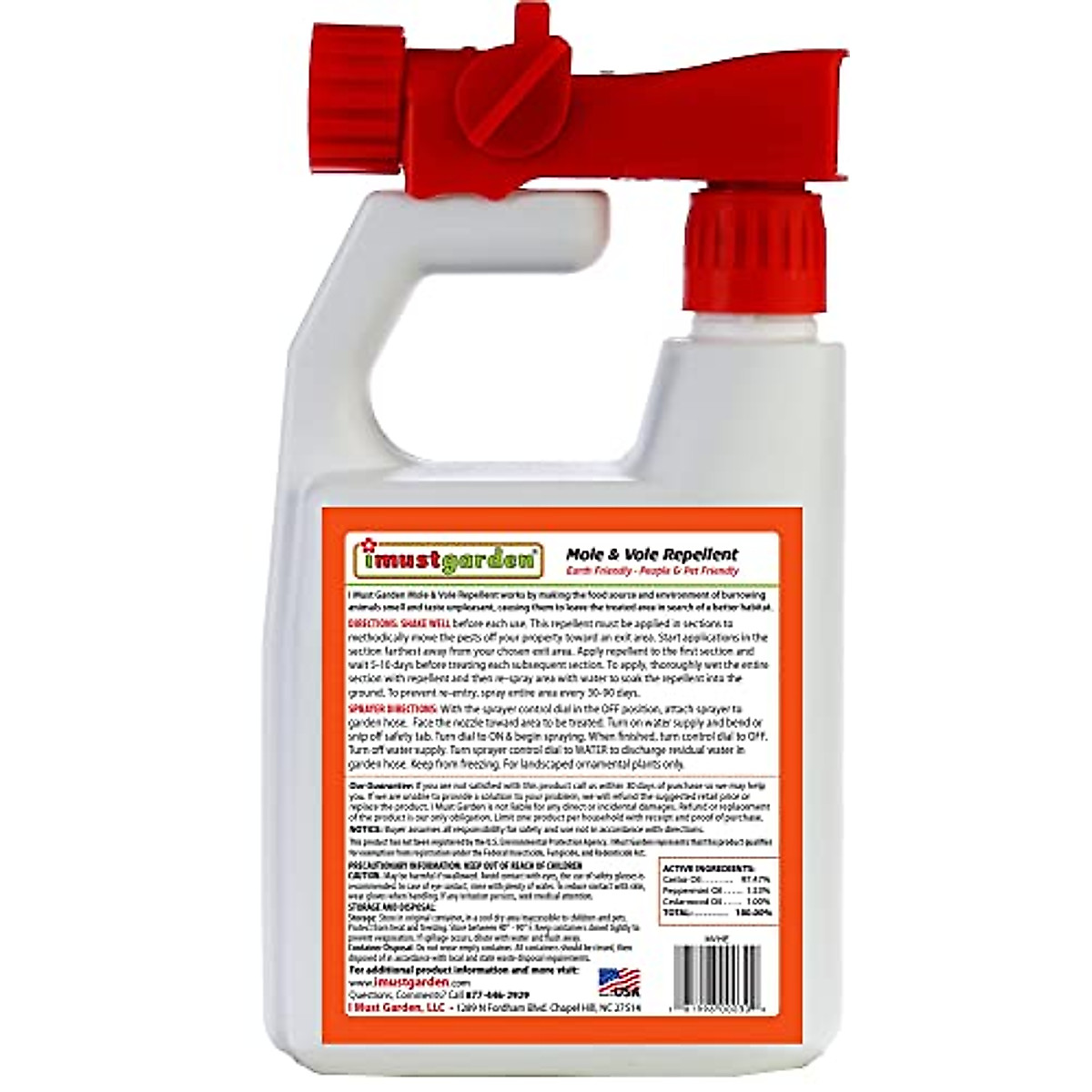 I Must Garden Mole & Vole Repellent Hose End Concentrate: Professional Strength – Twice The Coverage – All Natural Ingredients – 32oz