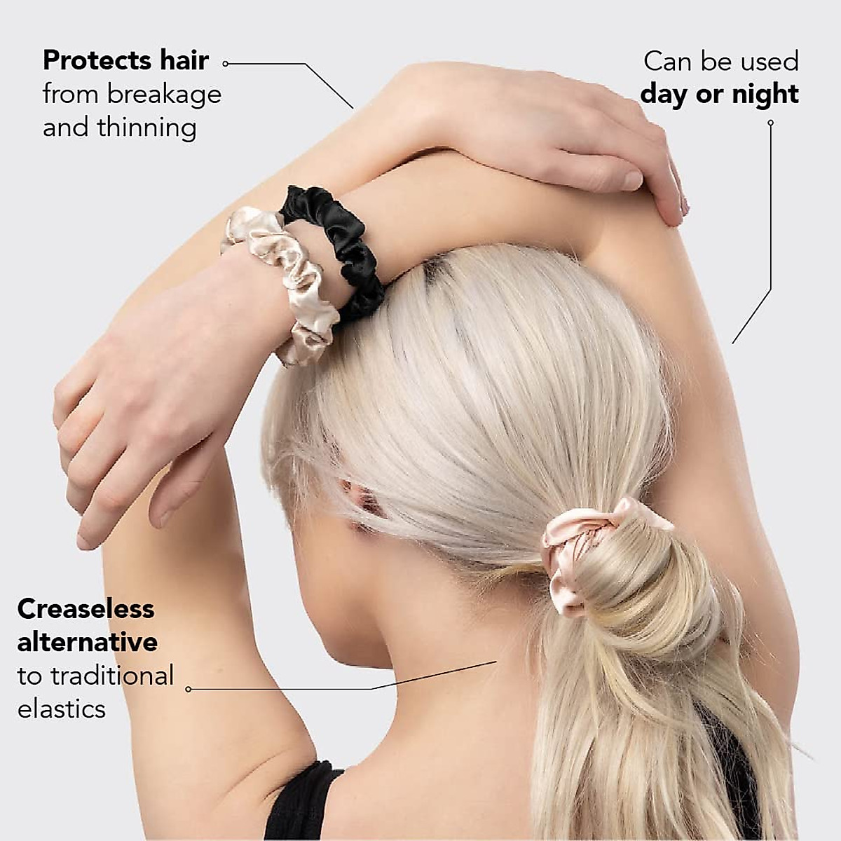 Kitsch Satin Hair Scrunchies for Women - Softer Than Silk Scrunchies for Hair | Satin Scrunchies for Girls & Stylish Satin Hair Ties for Women | Cute Satin Hair Scrunchie for Styling, 5 pack (Assorted)