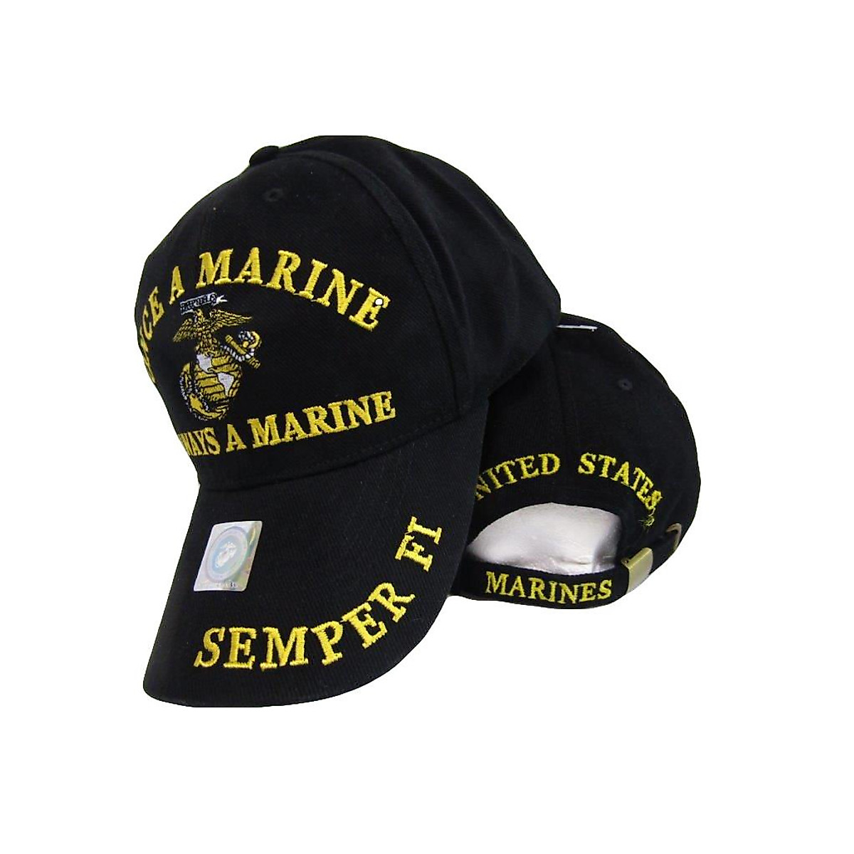 USMC EGA Semper Fi Fidelis Once A Marine Always a Marine Cap Hat Marines 4-07-B Black