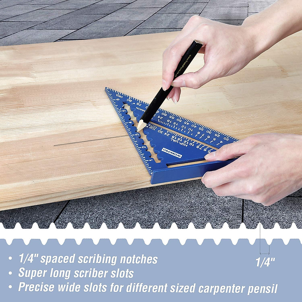 WORKPRO Rafter Square and Combination Square Tool Set+WORKPRO 6"(2) and 4-1/2"(2) Bar Clamps Set