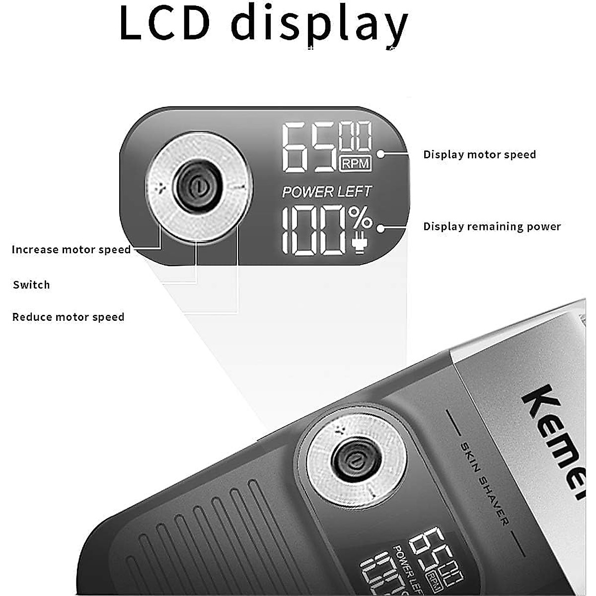 KEMEI Razor Barber for Men,Electric Razor Rechargeable with Beard Trimmer,Cordless Lithium Titanium Razor with Travel Case