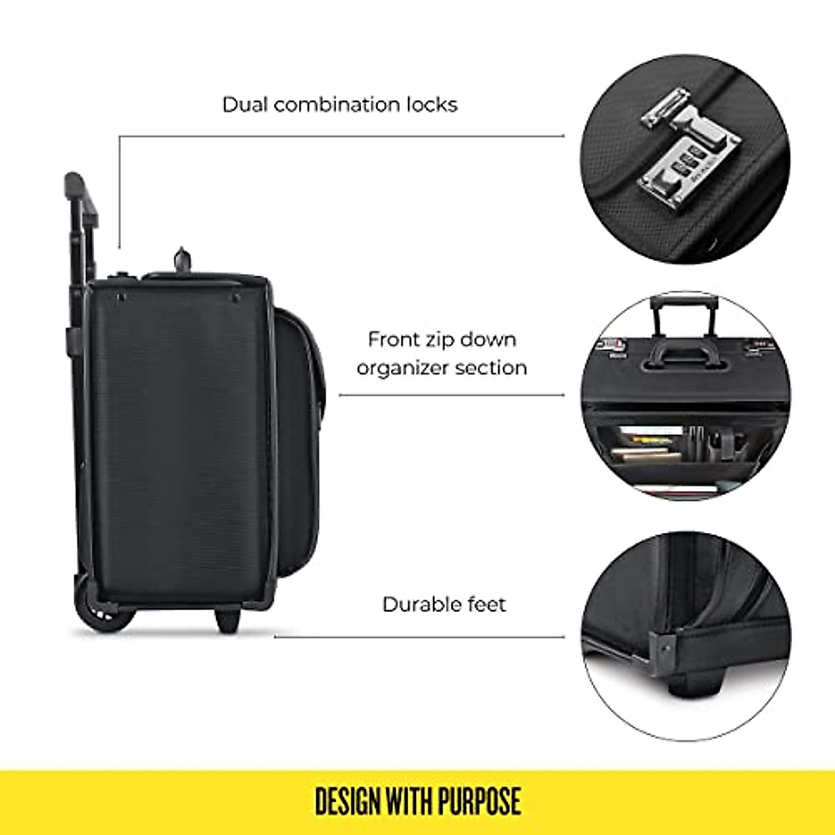 Solo Classic Collection 16 Inch Laptop Rolling Catalog Case, Black (PV78-4)