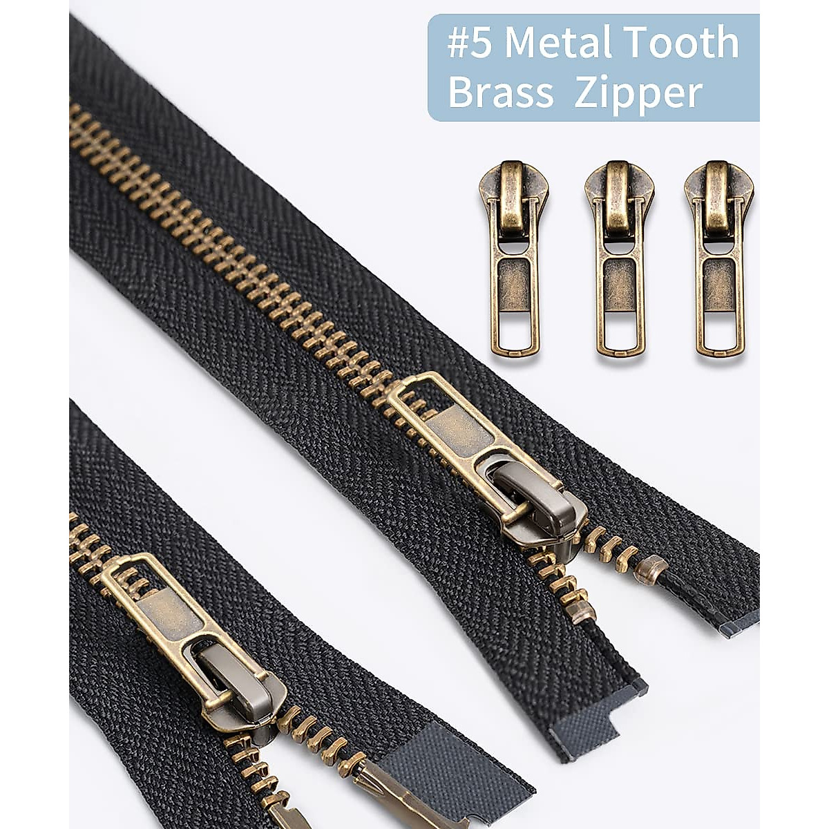 Zipper Repair Kit (52 Pcs), Universal #5 Zipper Replacement Slider Kit, Zipper Pull Replacement, Zipper Fix Repair Kit for Jackets, Coats, Boot, Backpack, Hoodie, Metal, Plastic & Nylon Coil Zippers