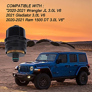 ONER Engine Oil Filter, Compatible With 2020 2021 Ram 1500,2020 2021 Jeep Wrangler,2021 Jeep Gladiator 3.0L V6 Diesel ,Replaces# 68498720AA,68507598AA