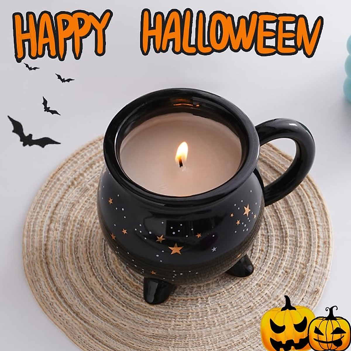 RAISLY Astral Cauldron Coffee Mug 300ml/10oz Black Ceramic Witch Mugs, Adorable Sorceress’s Potion Themed Cups, All-Season Drinkware, Ideal for Christmas Thanksgiving Halloween and Party Presents