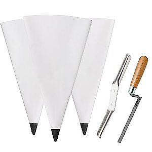 Tahikem 3 Pack Tile Grout Masonry Mortar Bag, 12" by 24" Heavy Duty Tear Resistant Puncture Tip Cement Sealer Bag, Mortar Bag Masonry, Grout Bag for Tile Installation, Grouting Bag (12x24 inch, Black)