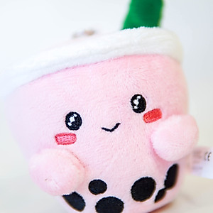 ABC Boba Tea Plush Pink Berry Cute Stuffed Animal Toy for Wallet, Backpack or Purse 5"
