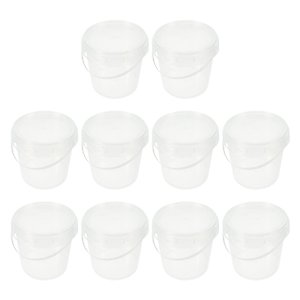 Clear Plastic Ice Cream Bucket: 10Pcs 1L Small Transparent Buckets with Lids Handles Reusable Food Container for Ice Cube Dry Fruits Nuts Grains