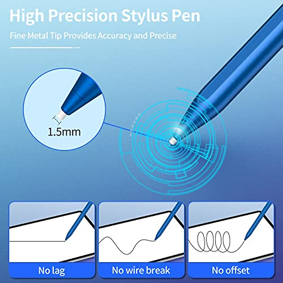 Stylus Pens for Touch Screen, Rechargeable ipad Pencil with Scratch-Resistant Function, Universal Stylus Pen for Apple iPad/iPhone/Phone/Tablet/Chromebook All Touch Screen Devices