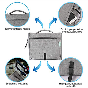 Baby Portable Changing Pad, VHOPMORE Detachable Waterproof Changing Mat with Head Cushion and Pockets, Baby Travel Diaper Bag Changing Station Kit Baby Shower Gift for Newborn Boy & Girl