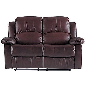 Homelegance Resonance 60" Bonded Leather Double Reclining Loveseat, Brown