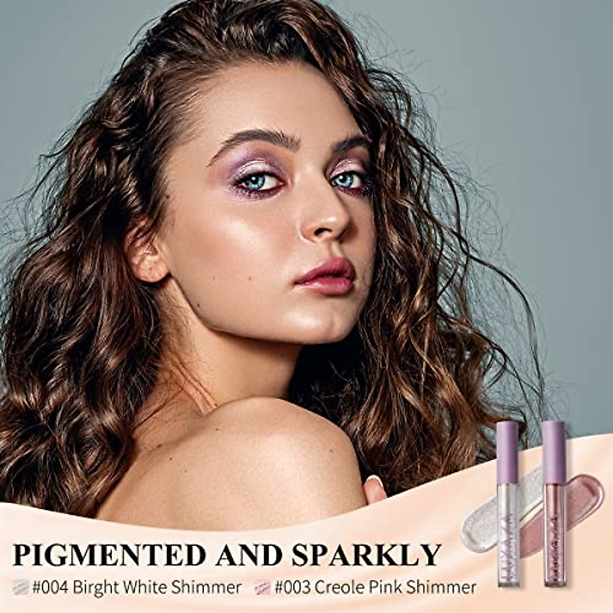 LUXAZA 5Pcs Liquid Eyeshadow Set,Shimmer & Metallic Glitter Eyeshadow,Highly Pigmented Long Lasting Liquid Shadow Eye Makeup,5 Colors Quick-Drying Sparkling Eye Shadow Makeup Set