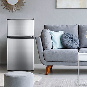 1256 Compact Refrigerator 3.2 Cu.Ft, 2-Door Mini Fridge With Freezer, Energy Saving, LED Inside, Low Noise, Upright Fridge Suitable For Apartment, Office Or Dorm-MVSFD321