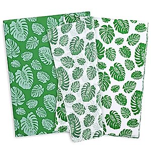 Whaline Tropical Palm Leaves Tissue Paper Folded Flat Green White Gift Wrapping Paper Art Paper for Spring Summer DIY Gift Packing Party Favor Holiday Paper Flower Craft Making, 14 x 20Inch, 90Sheet