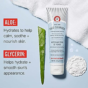 First Aid Beauty Pure Skin Face Cleanser, Sensitive Skin Cream Cleanser with Antioxidant Booster, 5 oz.