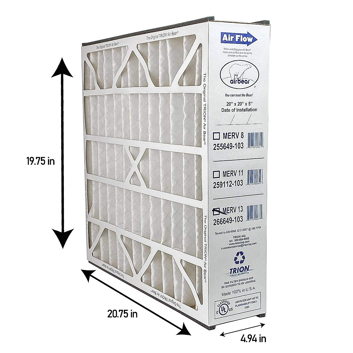 Trion Air Bear MERV 13 Air Purifier Filter Replacement with Factory Installed Double Gasket and Pleated Air Filter Media (4 Pack)