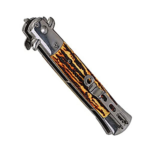 SwitchBlade Comb, Resin Handle Comb Folding Butterfly Comb Training Practice Comb Outdoor Practice Comb for Hair Beard or Mustache, Stocking Stuffers(Imitated bovine bone color)