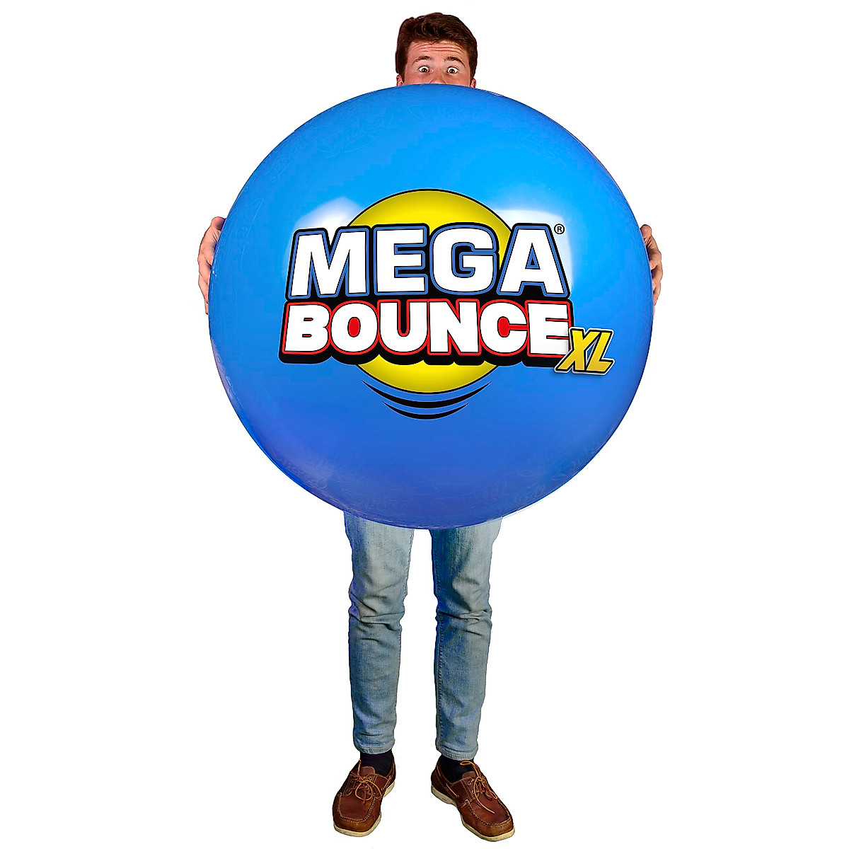 Wicked Mega Bounce XL - The World's Bounciest Inflatable Ball! Extra Large Bounce Ball for All Terrain Bounceability! Super Grip Graphics Outdoor Exercise Ball to Catch Easily. Blue or Red