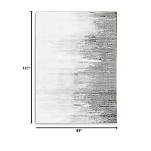 Signature Design by Ashley Milset Contemporary Indoor Washable Ombre Pattern 8 x 10 Rug with Non Slip Backing, White & Black