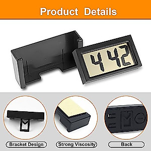 USTOPF1T Car Dashboard Digital Clock with Extra Large LCD Time and Display Date, Self-Adhesive Mini Electronic Clock with Bracket Holder, Suitable for Car Accessories, Desk, Home, Office