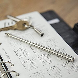 TelePen Key Chain Telescopic Pen: Stainless Steel Black Ball Point Pen; Quick Pull Release Mechanism from the Cap; 3 Pen Refills; Cool EDC Key Ring Attachment; Great Gift for That Special Someone