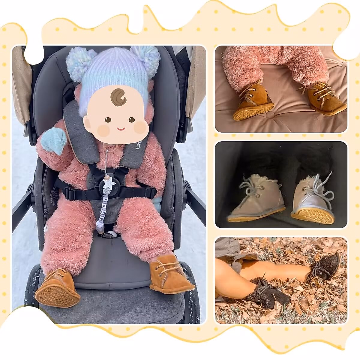 Meckior Baby Booties Newborn Infant Unisex Baby Girls Boys Velvet Rubber Anit-Slip Sole Shoes Toddler Fleece Cozy Winter Warm Prewalker Boots