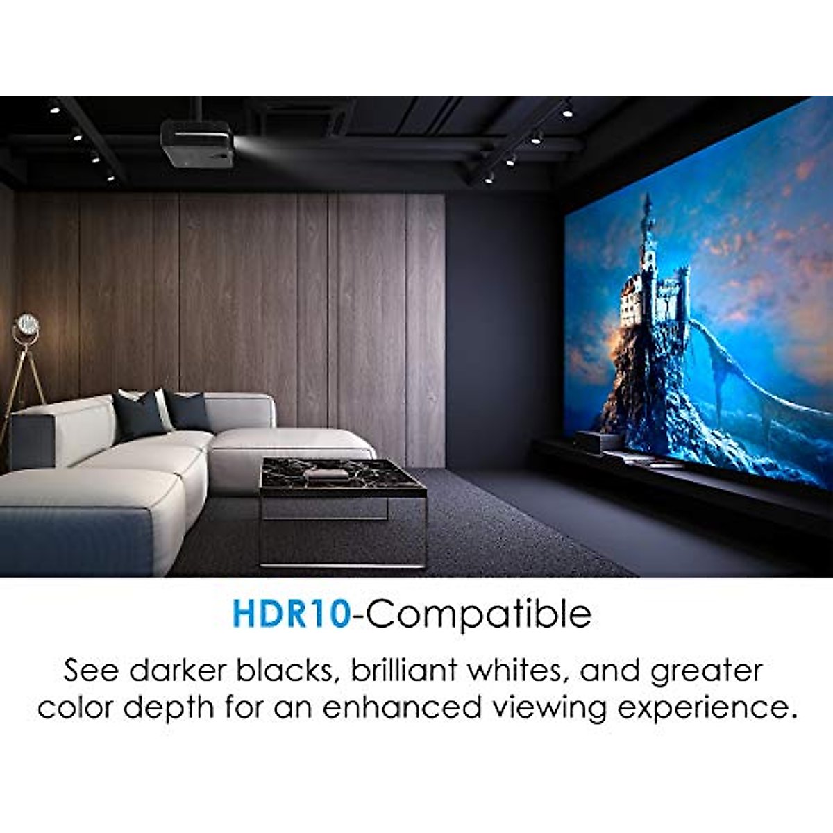 Optoma UHD51ALV True 4K UHD Smart Projector with HDR | Super Bright 3,000 Lumens | HDR10 | Works with Alexa and Google Assistant | Voice Command to Activate Projector | USB Media Streamer