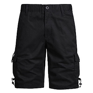 Men's Shorts with Elastic Waistband Cotton Shorts Men 2023 Casual Classic Fit Multi Pocket Cargo Shorts Outdoor Fashion Pleat Front Linen Shorts Men Shorts Athletic Black 4X