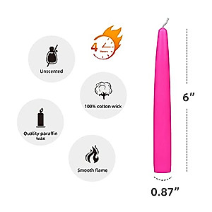 Zest Candle 12-Piece Hot Pink 6" Taper Candles, Count