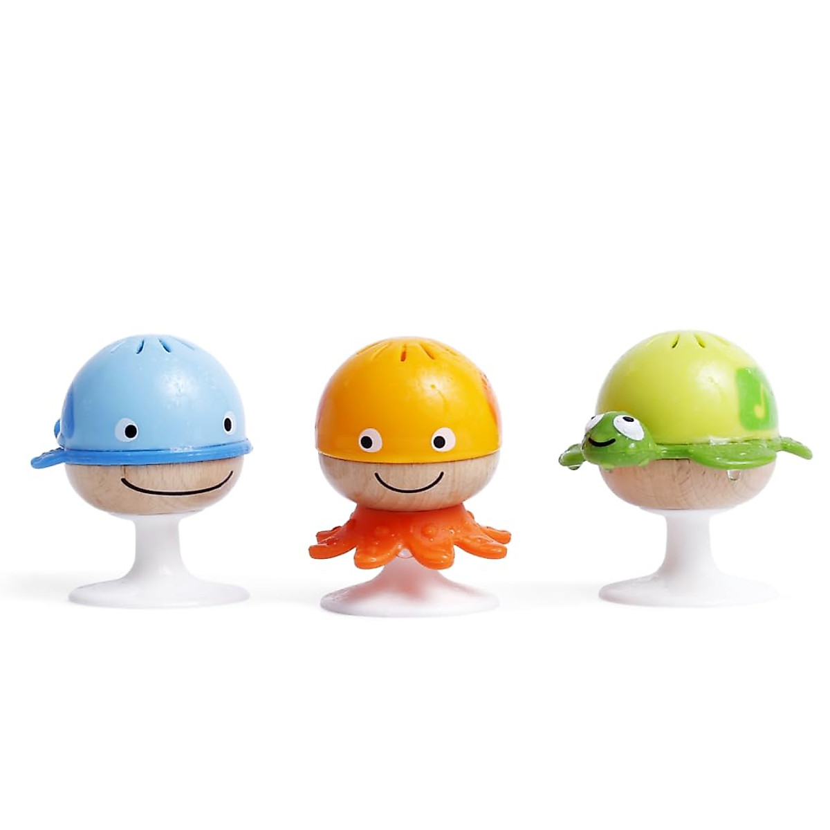 Hape Put-Stay Rattle Set | Three Sea Animal Suction Rattle Toys, Baby Educational Toy Set