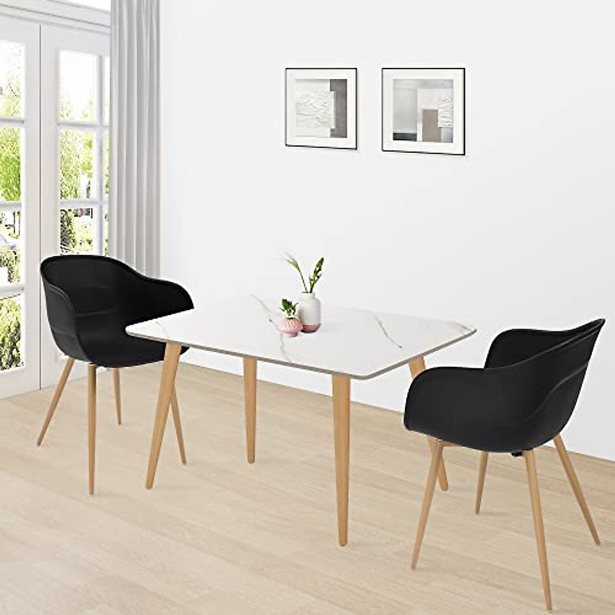 Arm Modern Chairs with Metal Legs for Living, Bedroom, Kitchen, Dining,Lounge Waiting Room, Restaurants, Cafes, Set of 2…