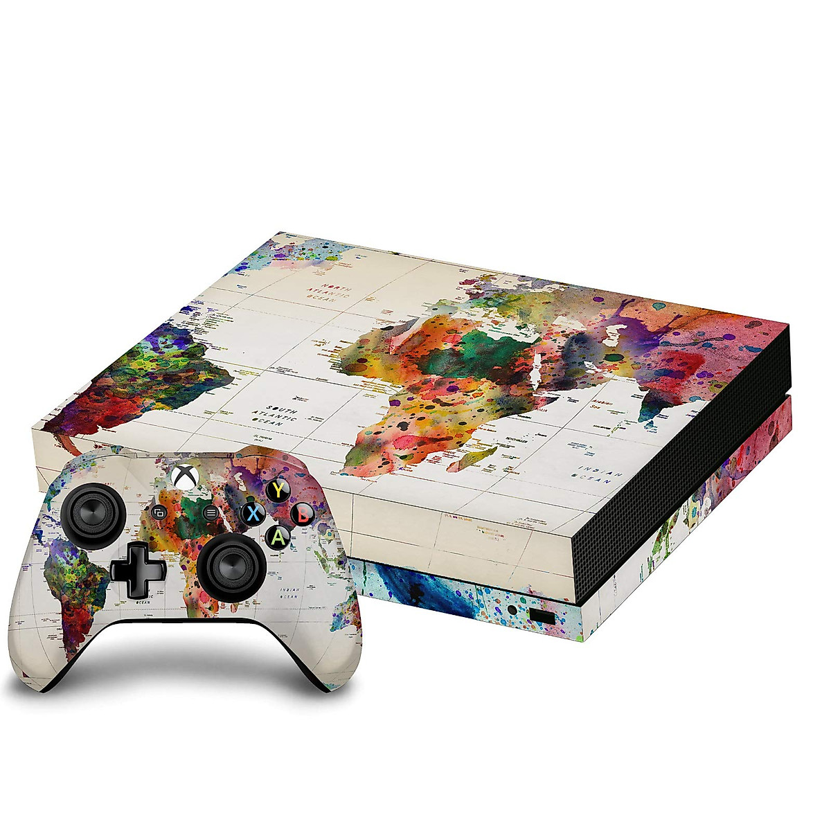 Head Case Designs Officially Licensed Mark Ashkenazi Map Of The World Art Mix Vinyl Sticker Gaming Skin Decal Cover Compatible With Xbox One X Console and Controller Bundle