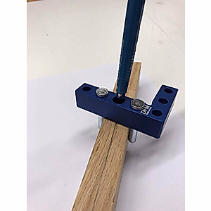 DFM Tool Works Small Square and Center Finder - Made in USA Versatile Woodworking Tool with 11/32" Center Marking Hole for Larger Pencils, Carpenter Tool for Accurate Line Transfers (Blue)