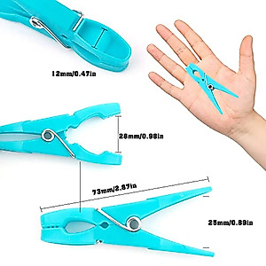 24Pcs Plastic Clothespins, Heavy Duty Laundry Clothespins, Air-Drying Clothing Pin Set, Towel Clips Clothes Pins Spring Clips, Beach Towel Clips