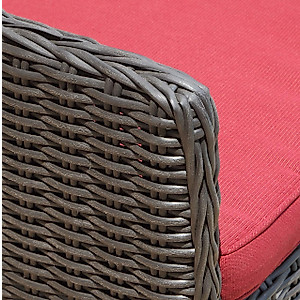 Sea Island Wicker CT-M-1-SP (CT-M-1) Patio Lounge Chair Set with Red Cushion