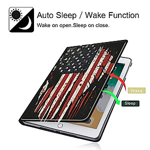 Rotating Case for Samsung Galaxy Tab A 10.1 Inch Model SM-T510/SM-T515 2019,360 Degree Rotating Smart Stand Fold Cover with Auto Wake/Sleep,American US Flag