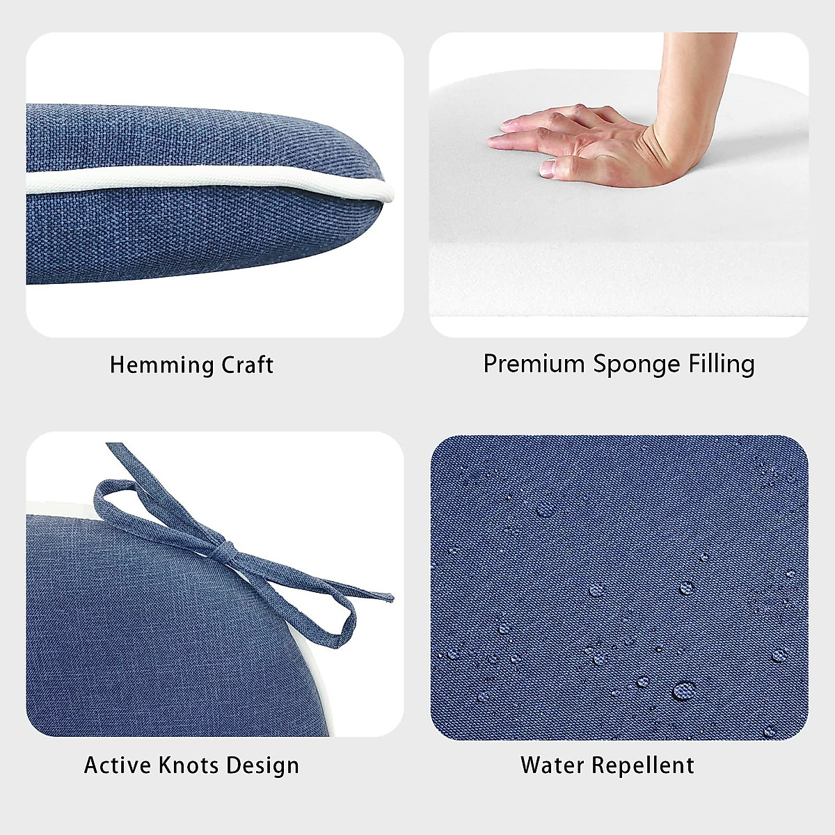 LVTXIII Patio Seat Cushions D16 x W17 Inches Outdoor Chair Pads All Weather Chair Cushions for Garden Patio Furniture Chair Home Set of 4 – Navy Textured