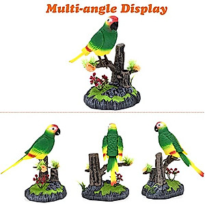 Voice-Activated Induction Birds Toy, Chirping Fluttering Simulation Parrot Birds Toys Office Desktop Home Decor Ornament Gifts for Kids Children (Green)