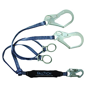 FallTech 8260732D ViewPack, Web SAL - Y-Leg for 100% Tie-Off with 1 Snap Hook and 2 Rebar Hooks, and 2 Tie-Back D-Rings, 6', Blue/Black